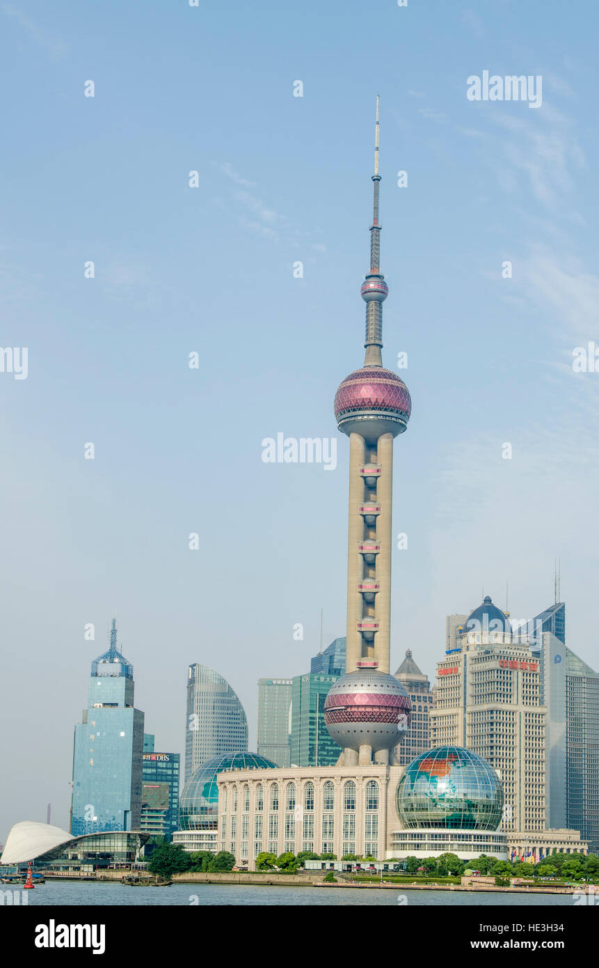 Pudong district cityscape skyline and Haungpu River Shanghai, China ...