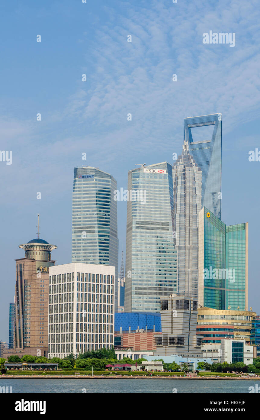 Pudong district cityscape skyline and Haungpu River Shanghai, China ...