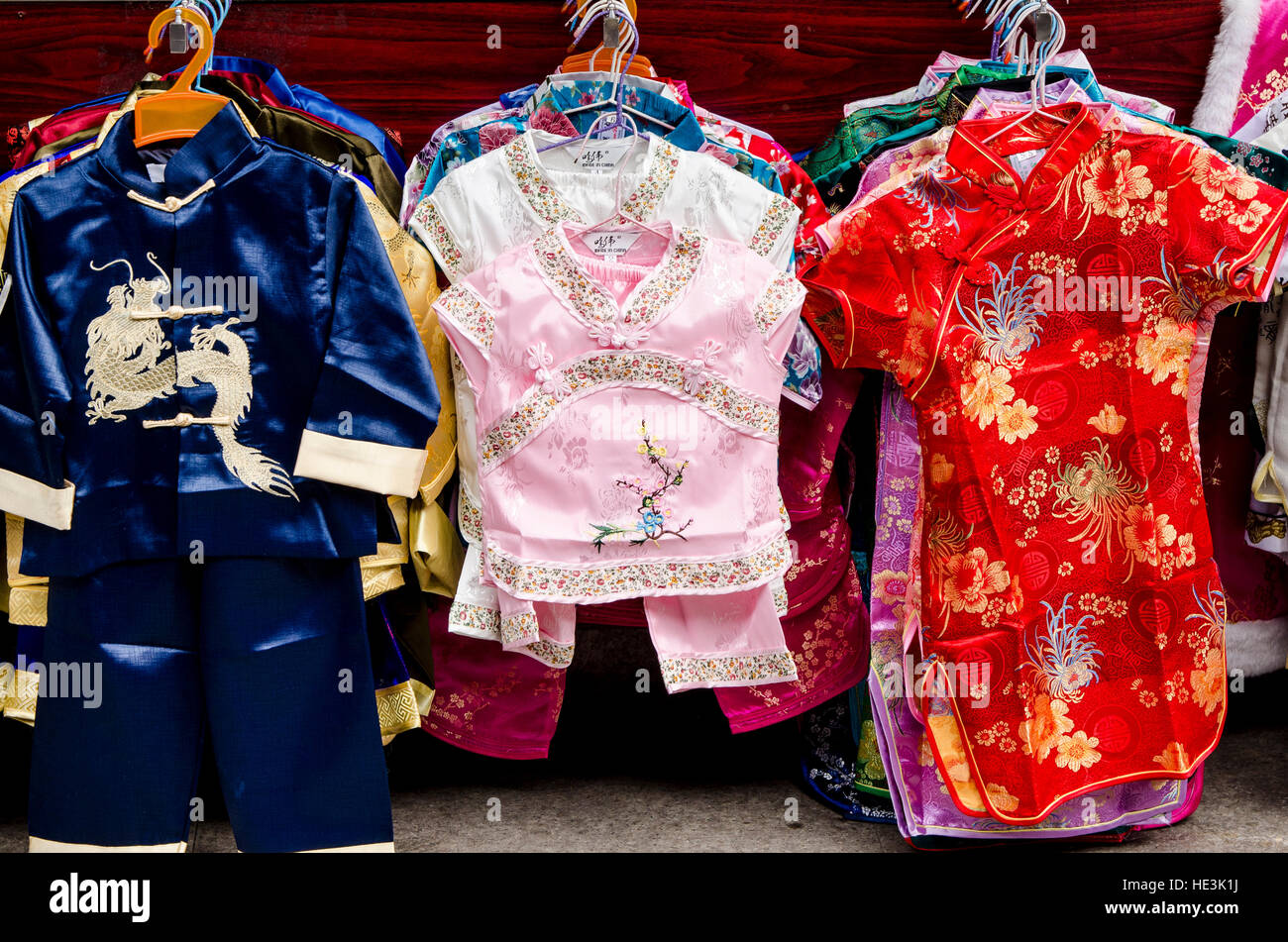 Silk clothing clothes tops souvenirs dress in Chenghuang Miao City God ...