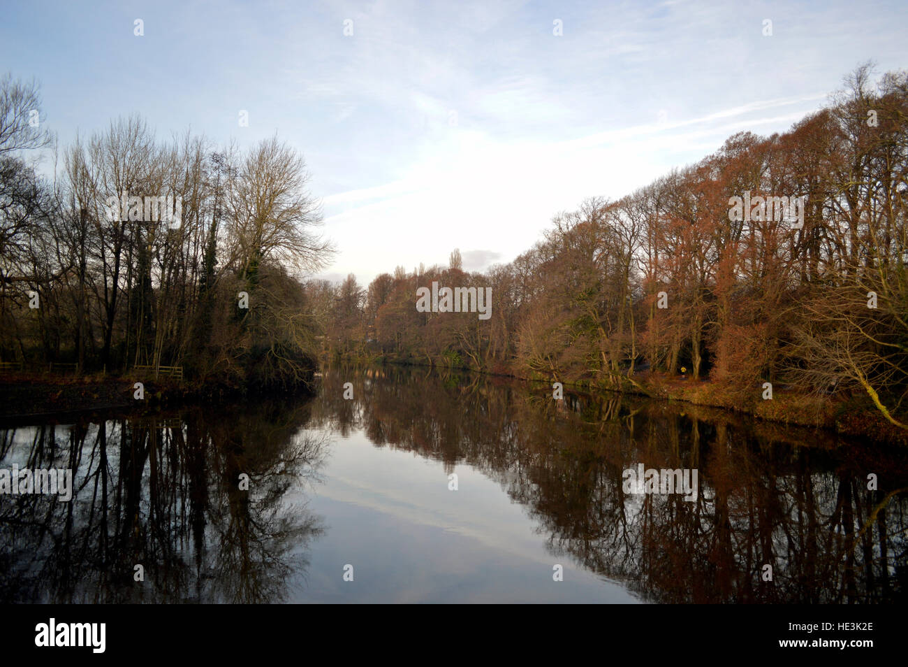 CARDIFF, UK. December 14 2016. A view of the River Taff from a bridge ...