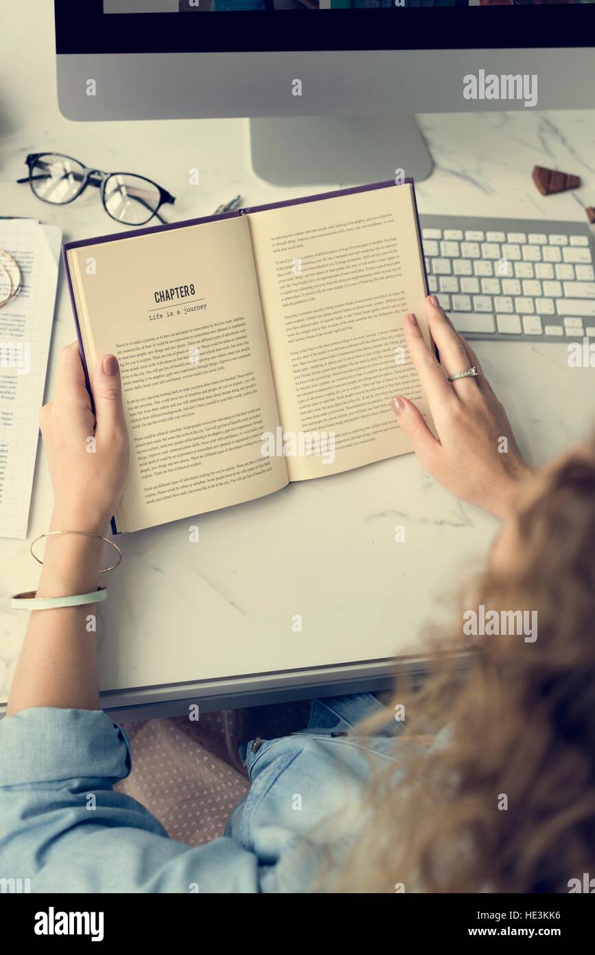 Women Reading Book Leisure Activity Learning Concept Stock Photo - Alamy