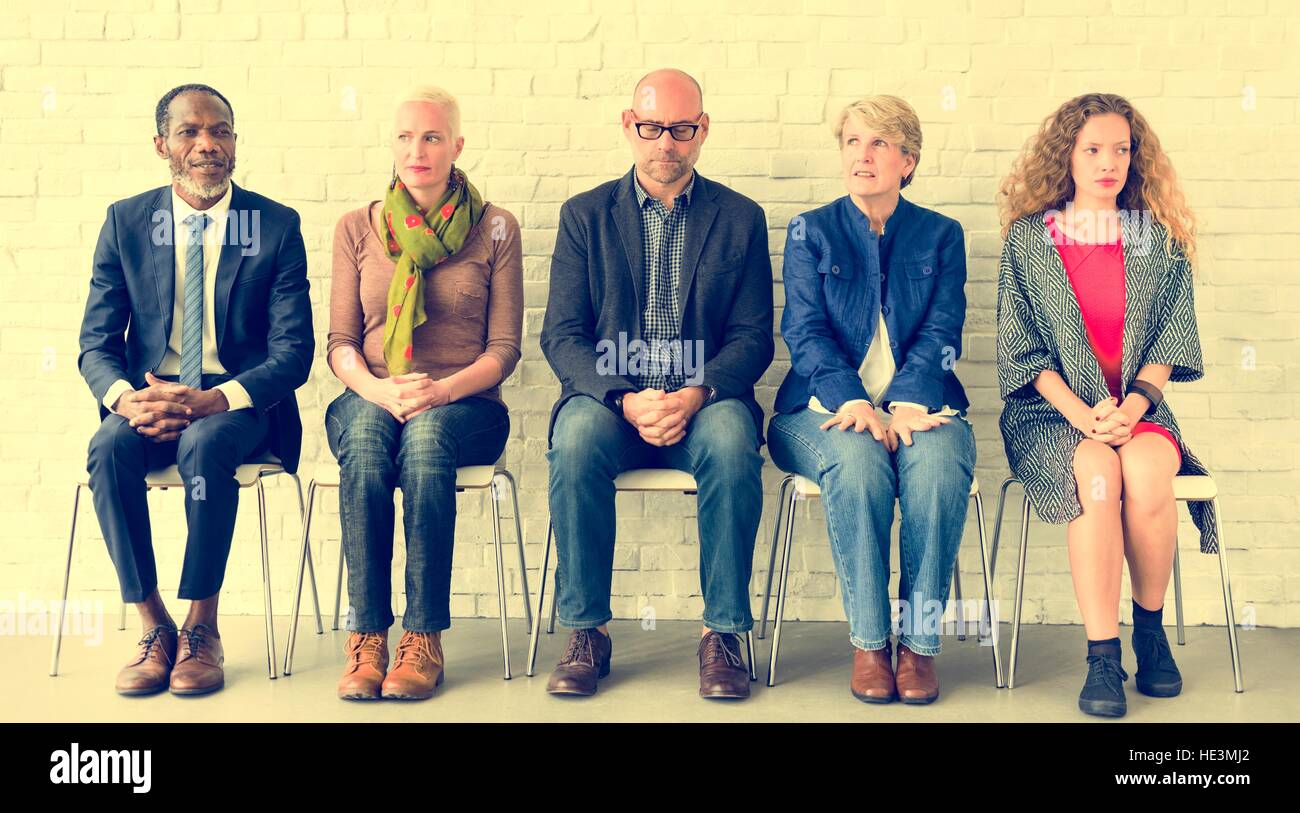 Diverse Group of People Community Sitting Waiting Concept Stock Photo ...