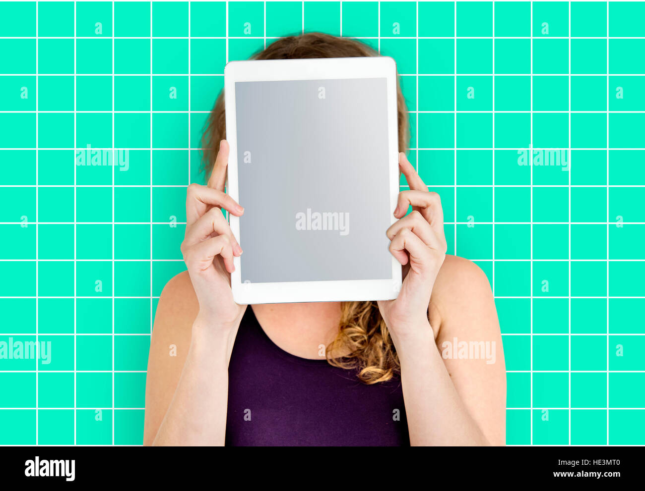 Person Holding Tablet Face Concept Stock Photo - Alamy