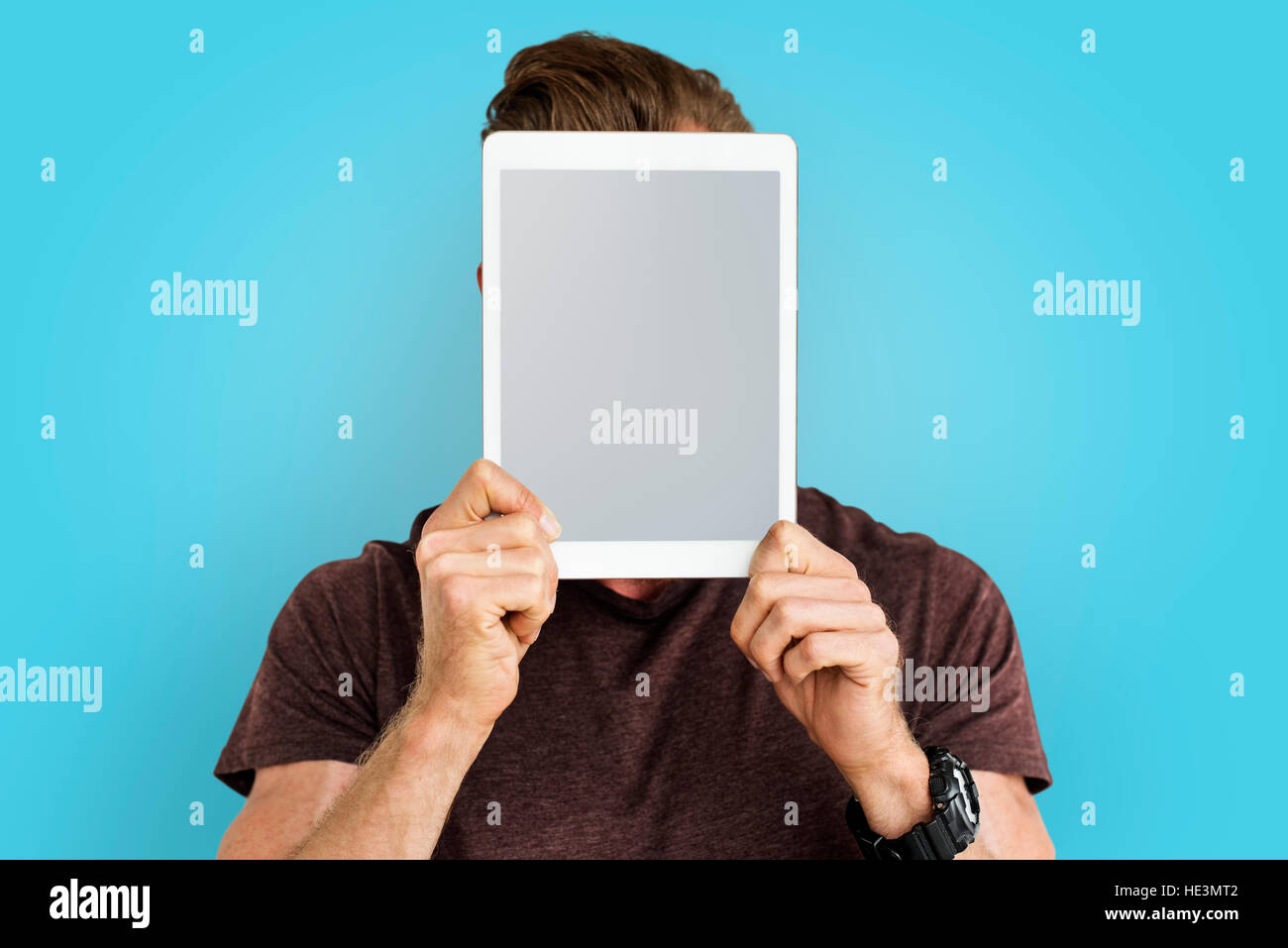 Person Holding Tablet Face Concept Stock Photo - Alamy