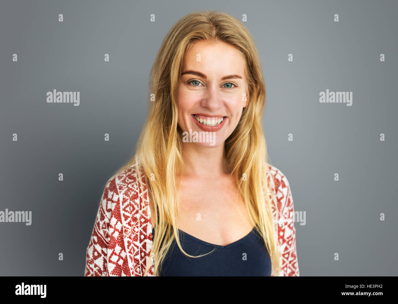 European Woman Face Expression Happiness Concept Stock Photo - Alamy