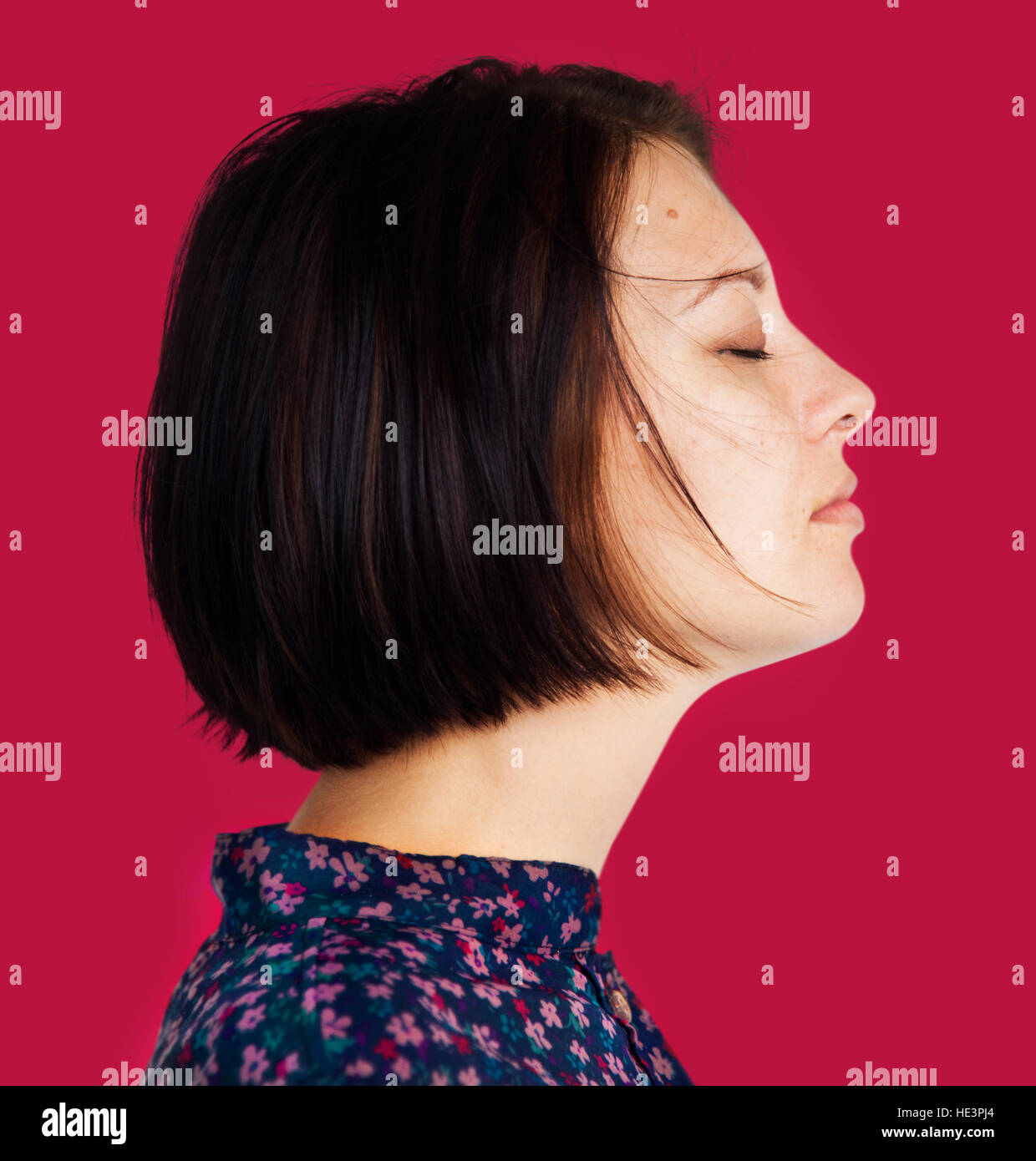 Woman Side View Close Eyes Thinking Concept Stock Photo - Alamy