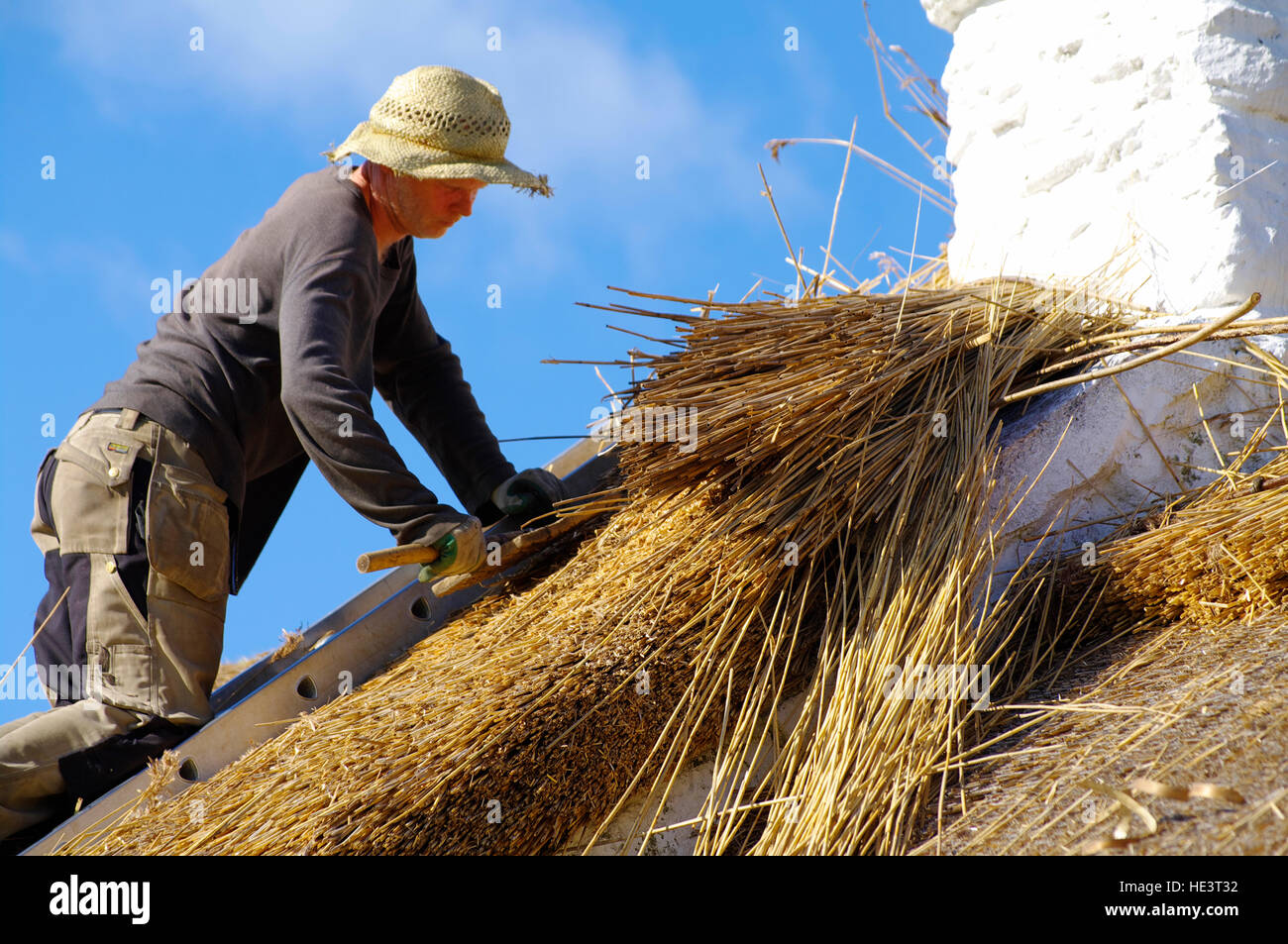 Roof Thatching on Anglesey Stock Photo - Alamy