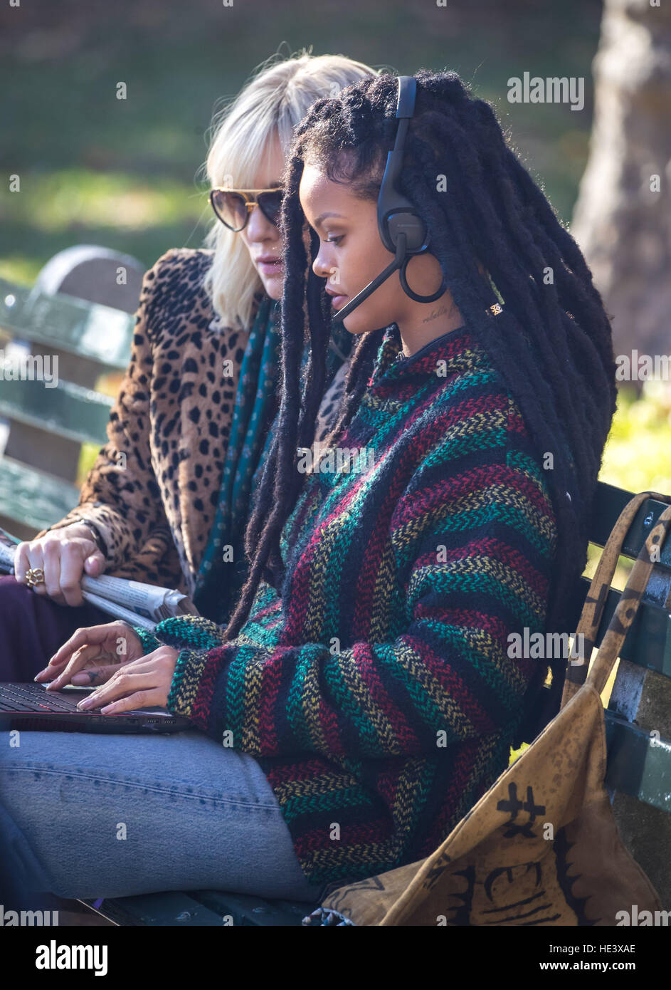 Rihanna wears long dreadlocks to film a scene for 'Ocean's Eight' with ...