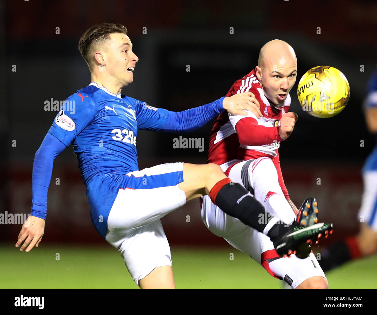Hamilton Academical's Grant Gillespie and Rangers' Barrie McKay (right ...