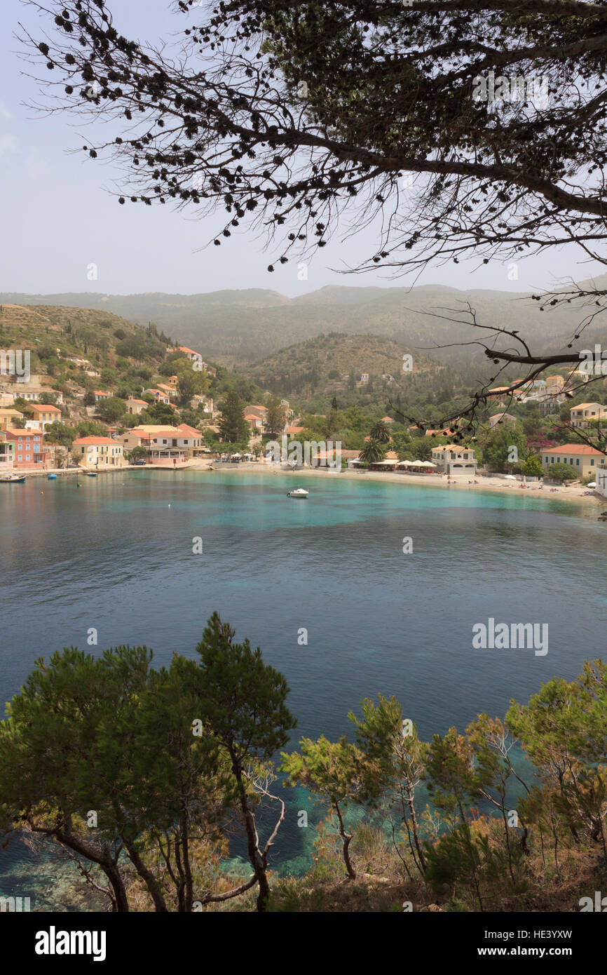 View of the village of Asos on the Greek island of Kefalonia, seen from ...