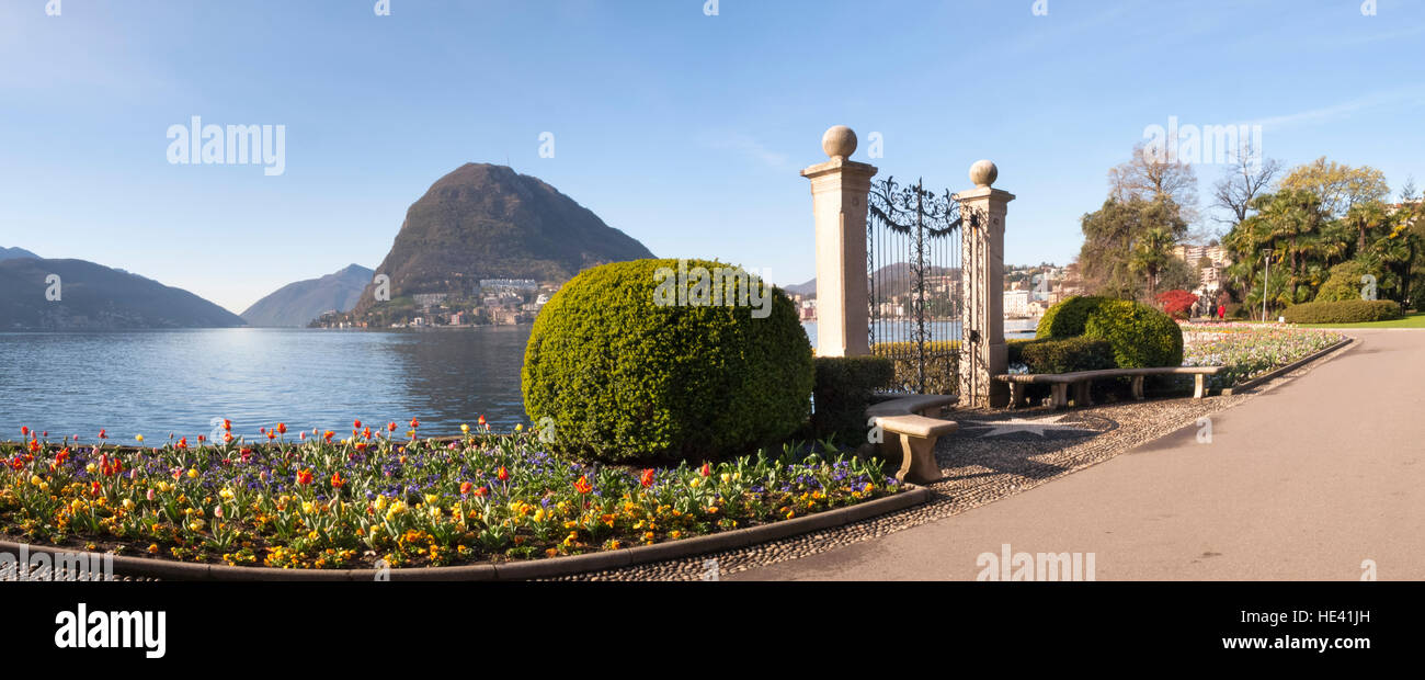 Lugano, Switzerland: Parco Ciani, famous gate to the lake separating ...