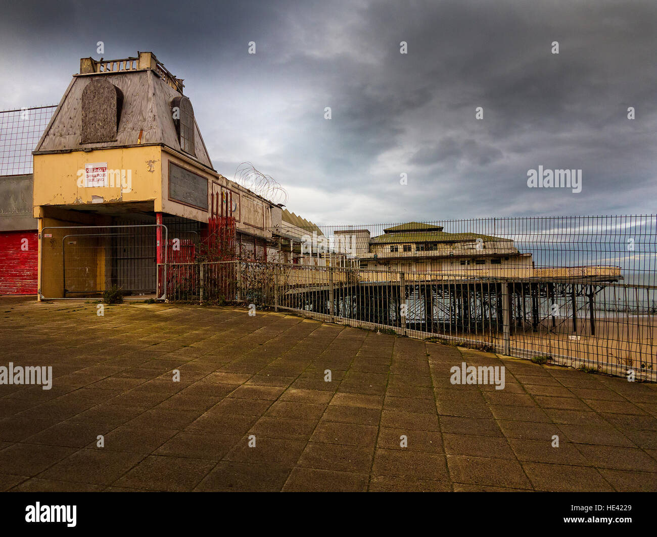 Old Victoria Pier at Colwyn Bay, North Wales, in a state of disrepair ...