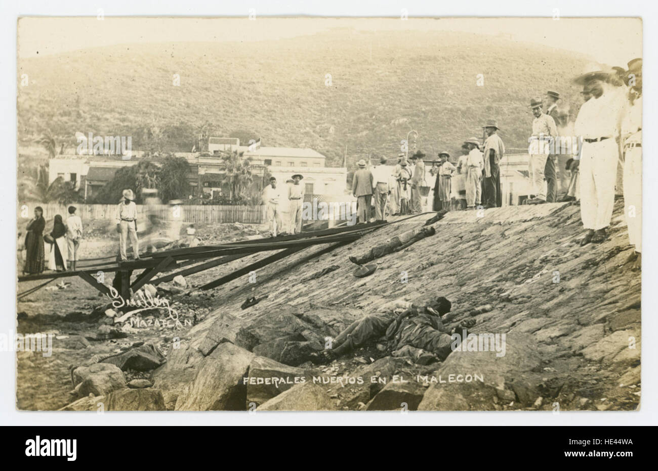 This historical image depicts the aftermath of the Mexican Revolution ...