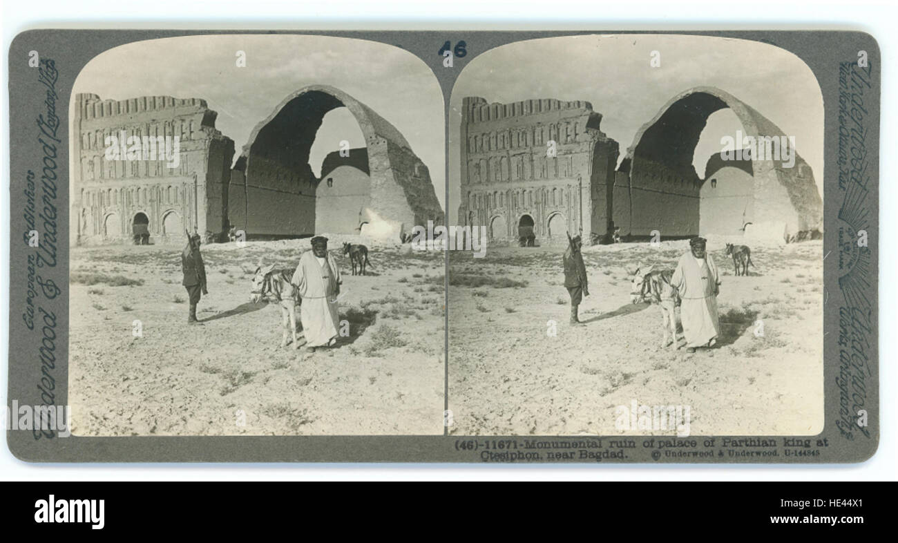 This image depicts the monumental ruins of the Parthian king's palace ...