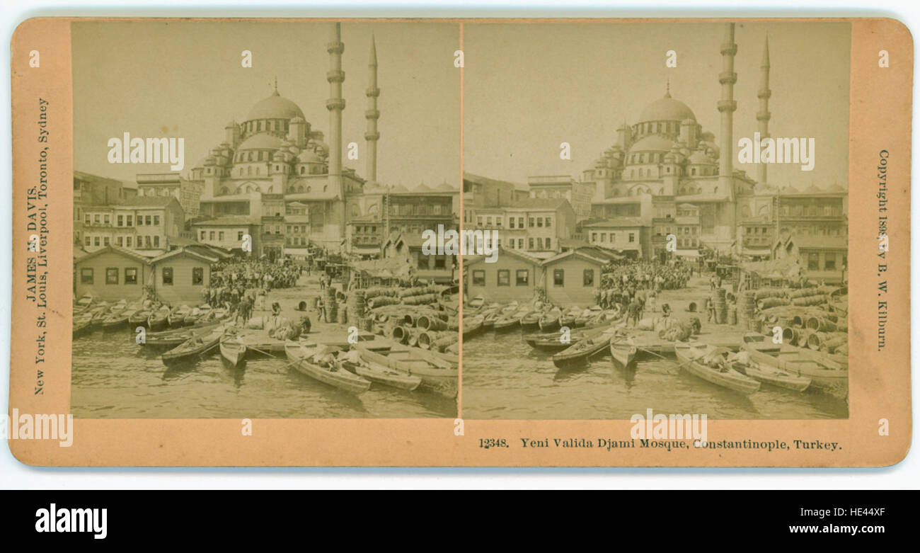 A vintage stereograph photograph of the Yeni Valida Djami Mosque in ...