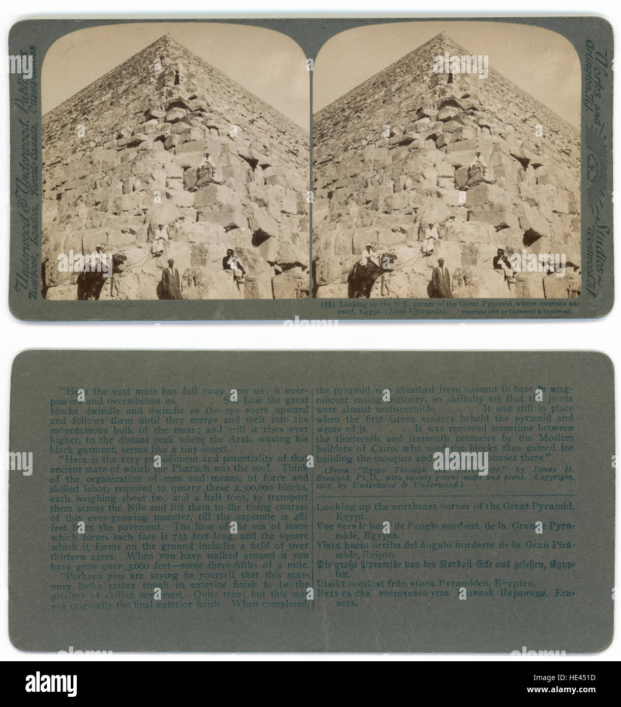 A view of the northeastern corner of the Great Pyramid of Giza ...