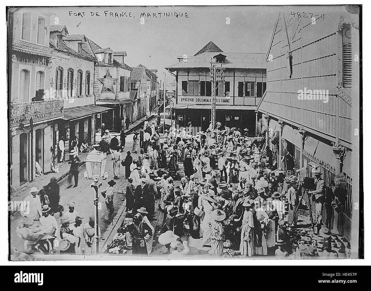 Fort de France, the capital of Martinique, is depicted in this historic ...