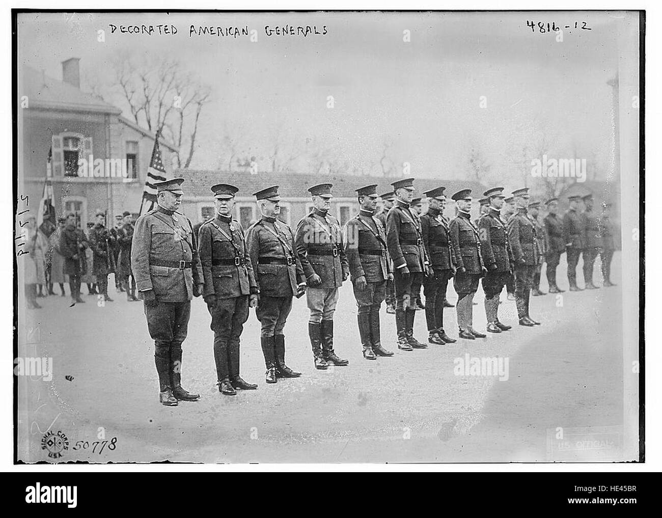 This historic image depicts decorated American generals, showcasing the ...