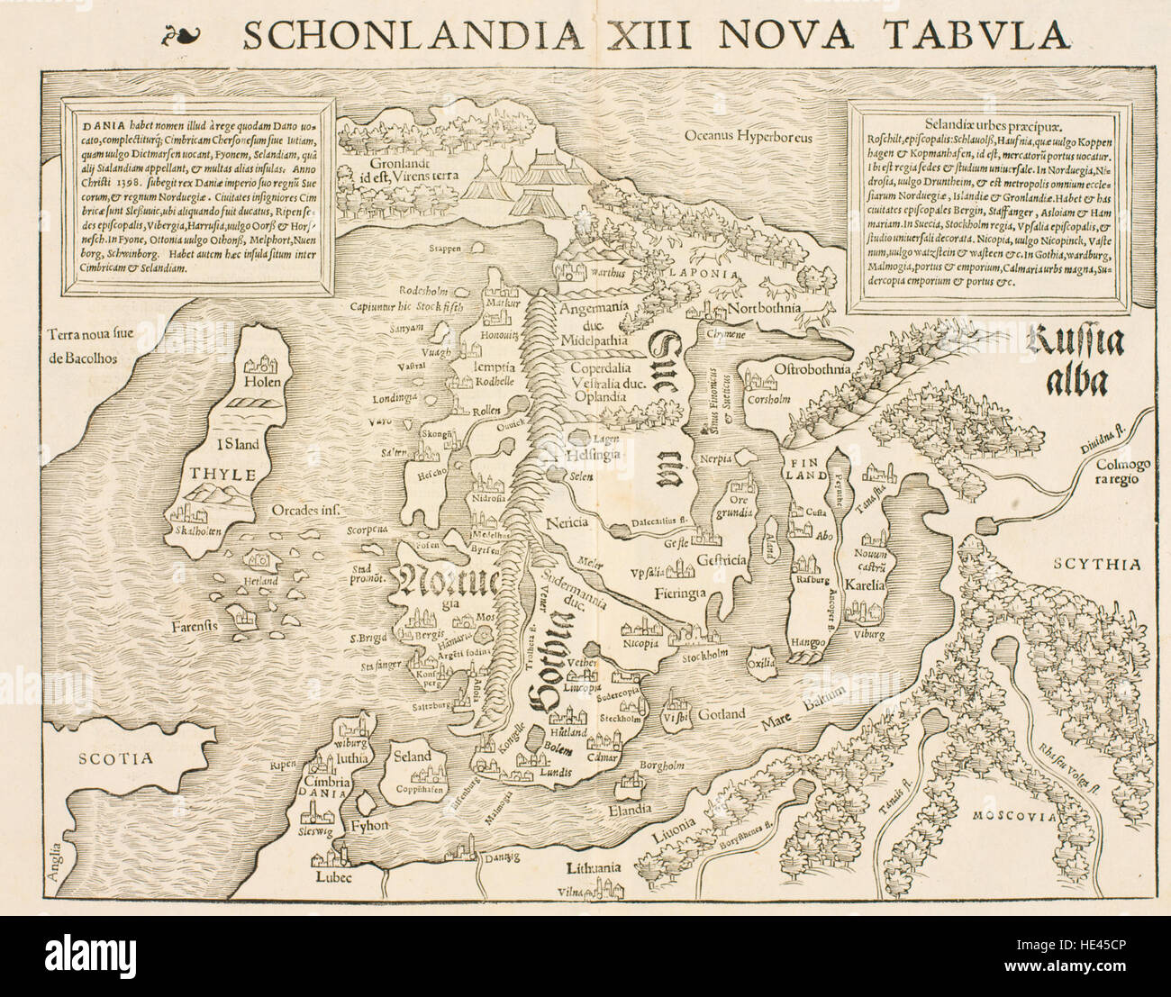 A historical map from *Münster’s Skandinaviakart*, depicting ...