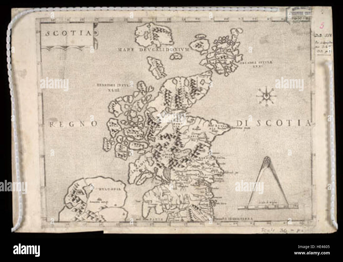 The 1570 map of Scotland, titled 'Scotia Regno di Scotia', created by ...