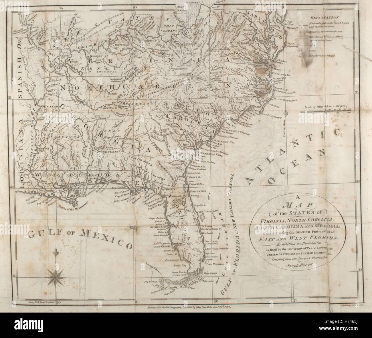 This 1792 map shows the early layout of the states of Virginia, North ...