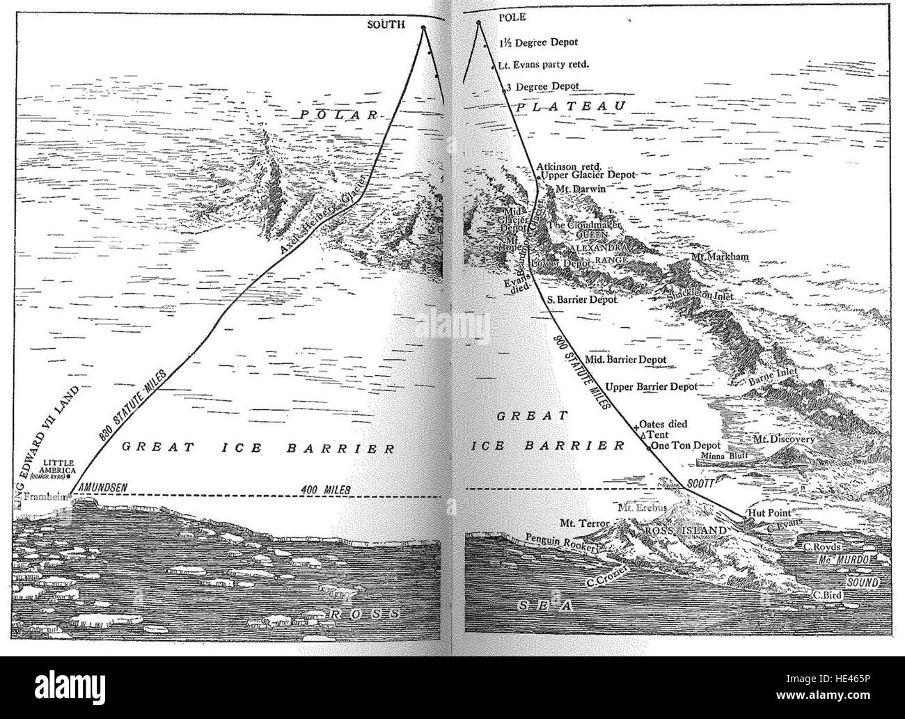 This historical map illustrates the two primary routes taken by ...