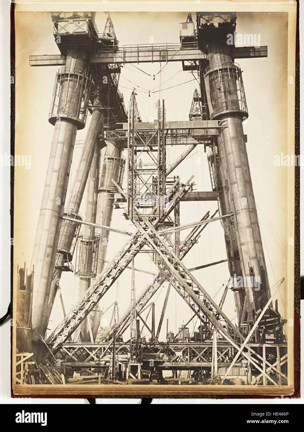 The Forth Bridge in Scotland, under construction, is depicted in this ...