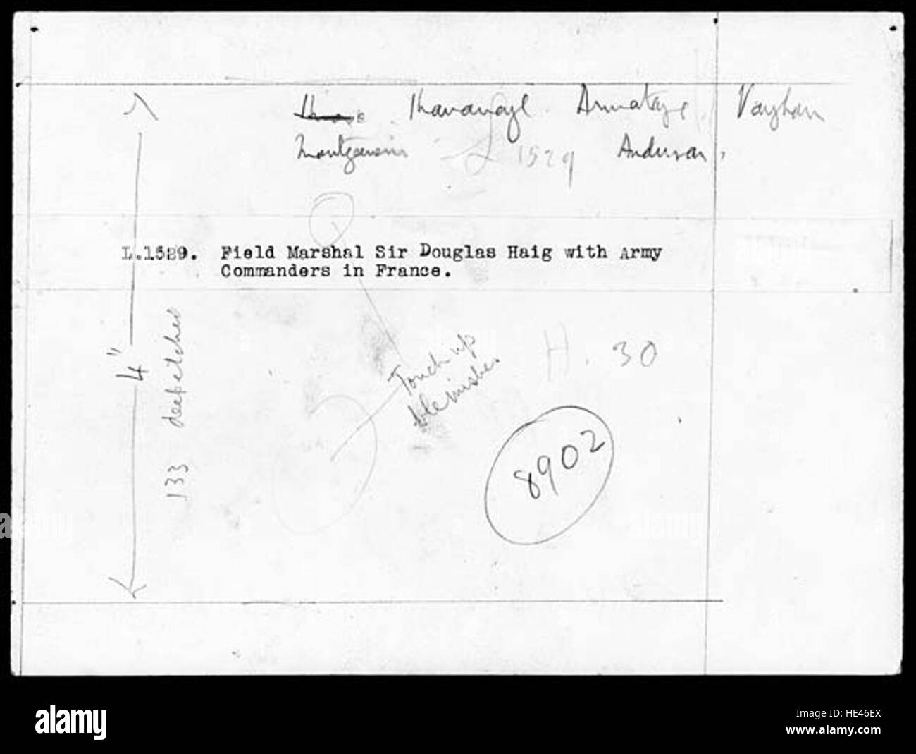 This historic image shows Field Marshall Sir Douglas Haig with army ...