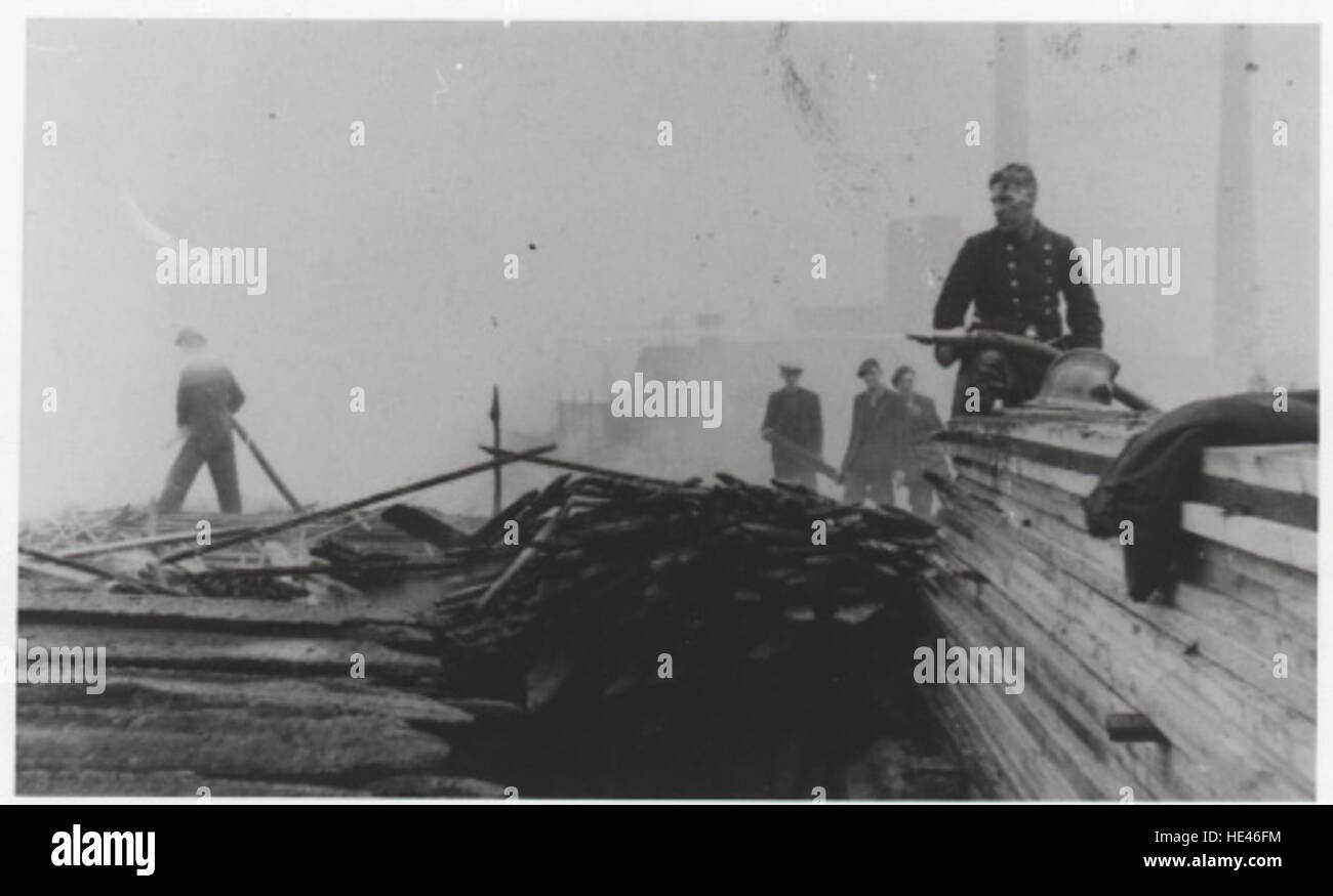 A historic image of the Hartlepool timber yard, taken during a fire in ...