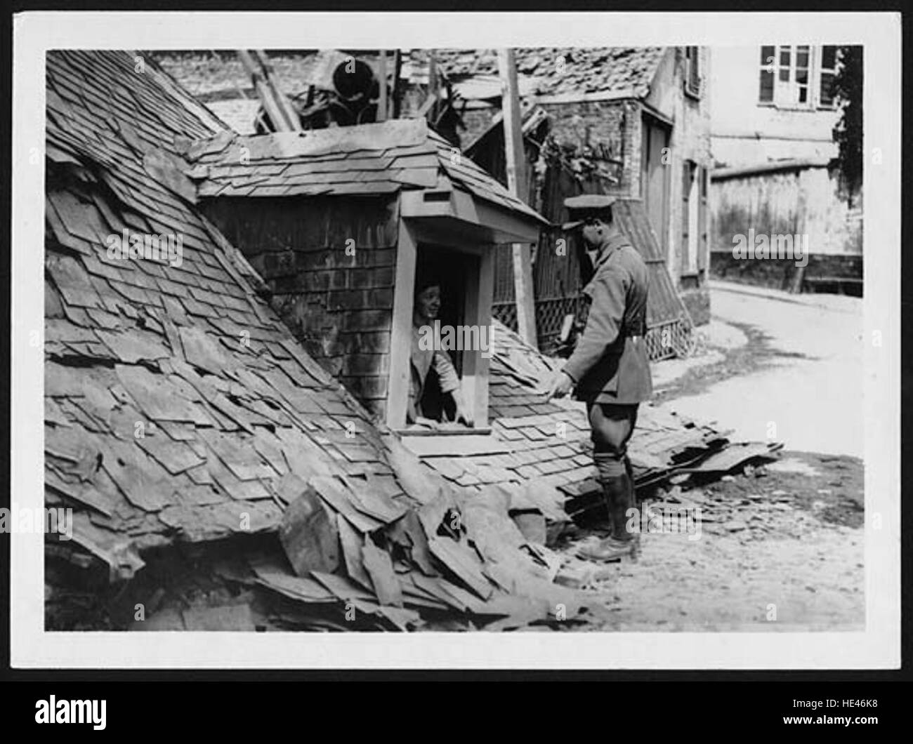 This historic image depicts the challenging situation of a householder ...