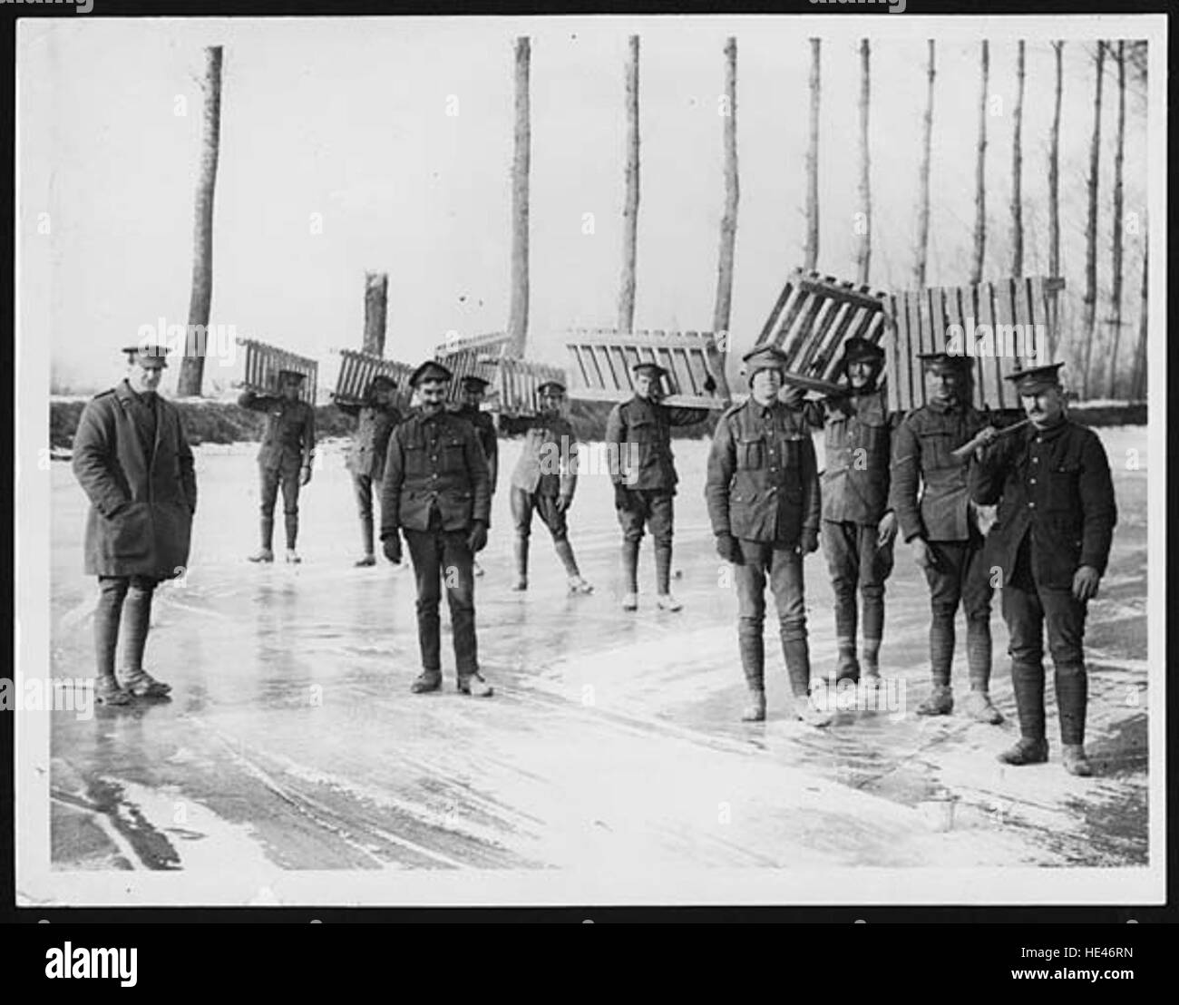 This image depicts a historic working party from a bygone era ...