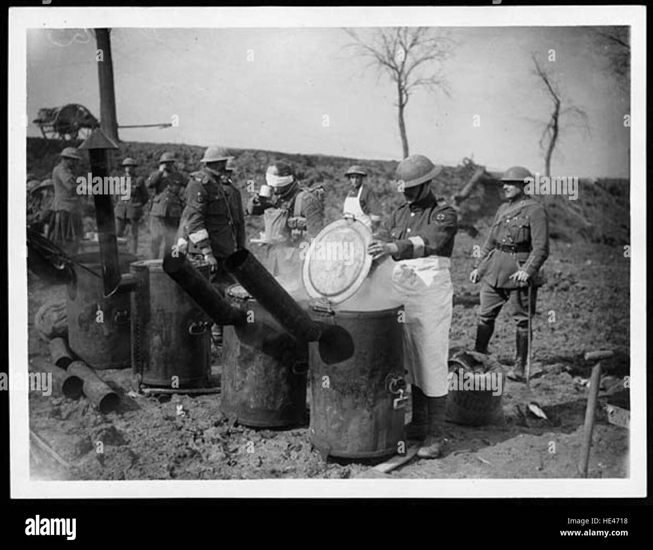 This historical photograph shows the boiling cookers used to prepare ...