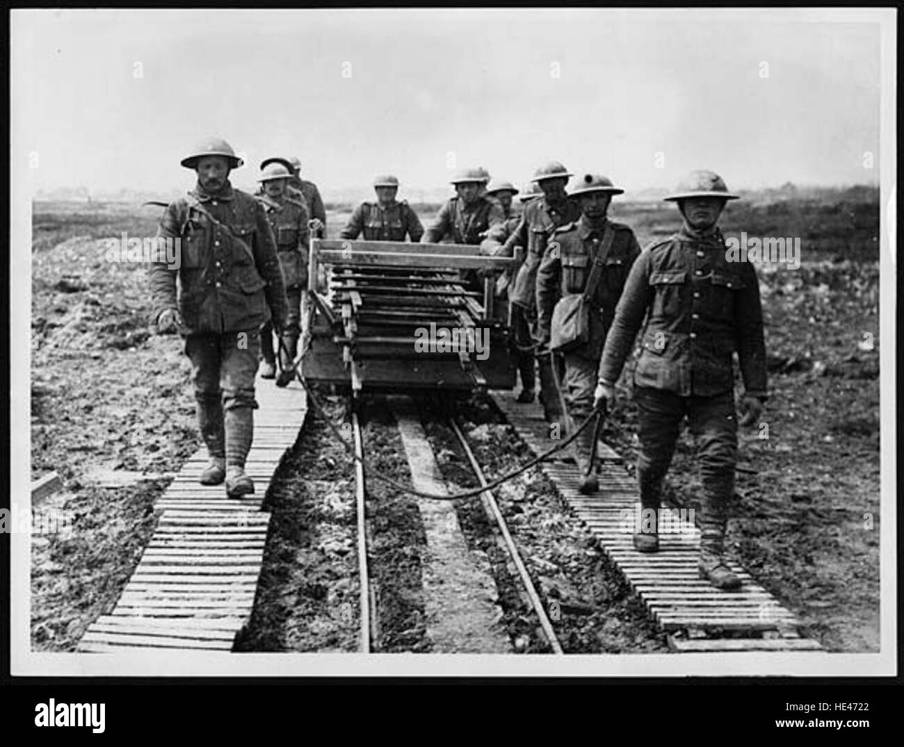 Laying a light railway over captured ground Stock Photo - Alamy