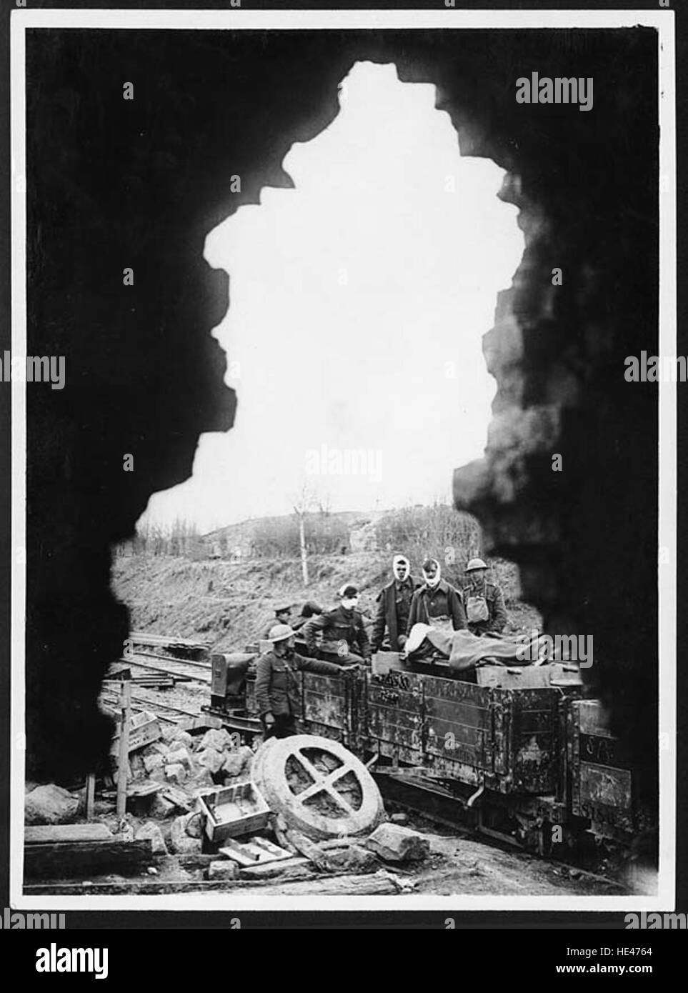 Scene through a shell hole Stock Photo - Alamy