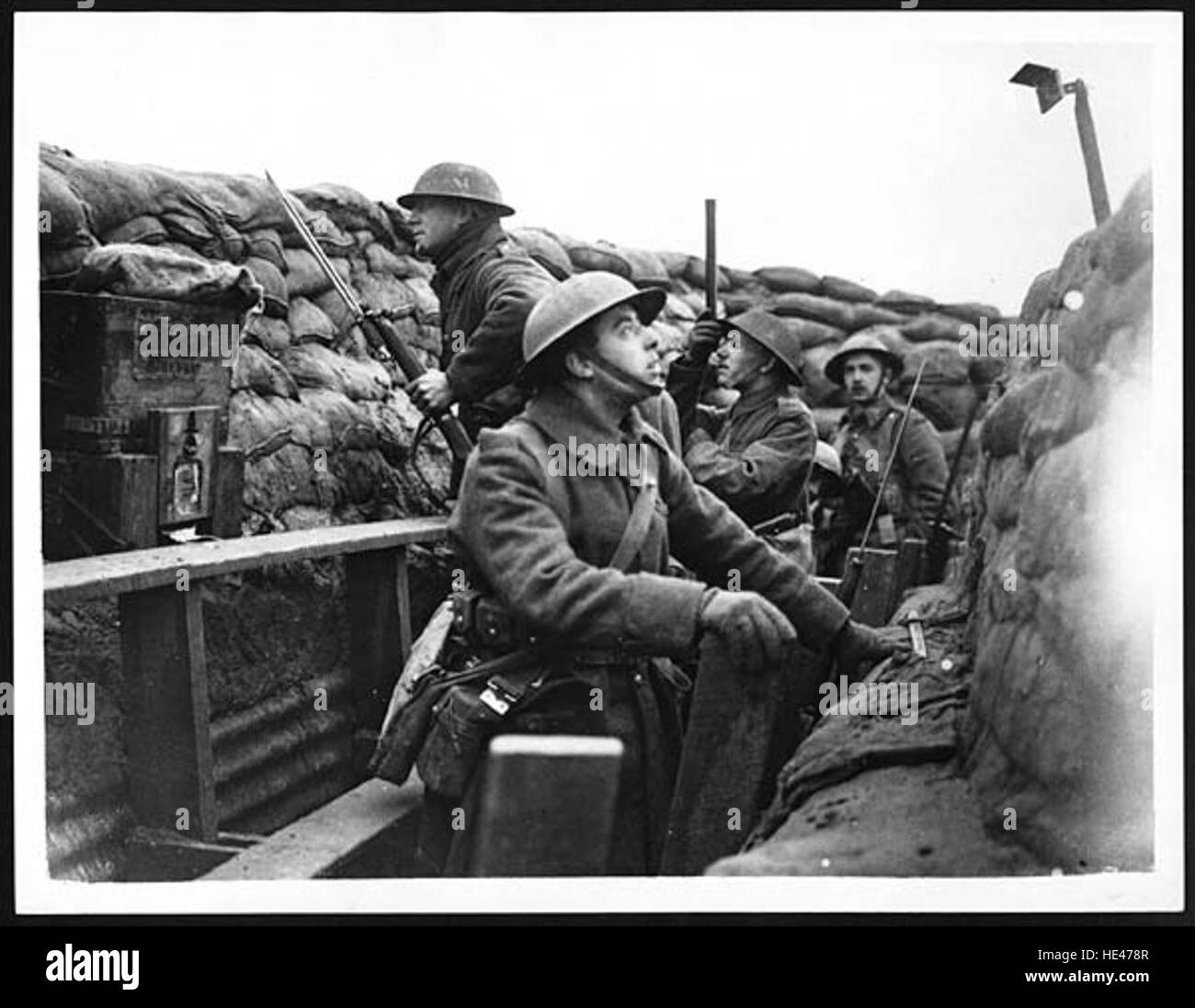 This historical image captures a moment of slight activity in a German ...