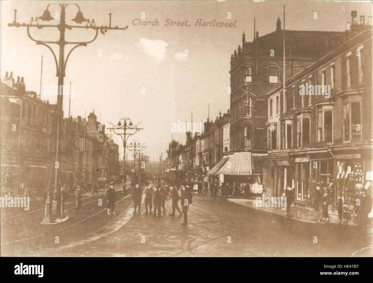 This historical image captures Church Street in West Hartlepool ...
