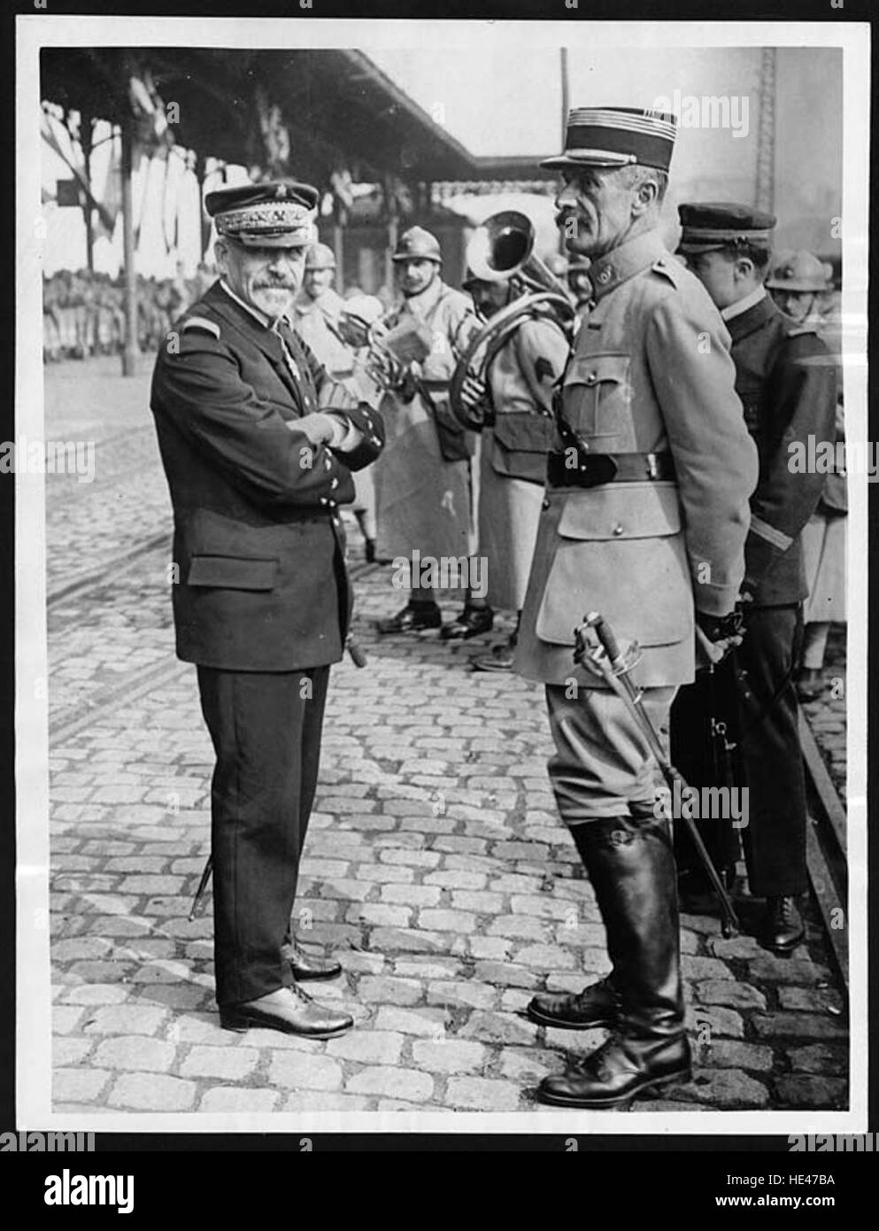 This historical image captures a moment when Lt. General Pershing ...