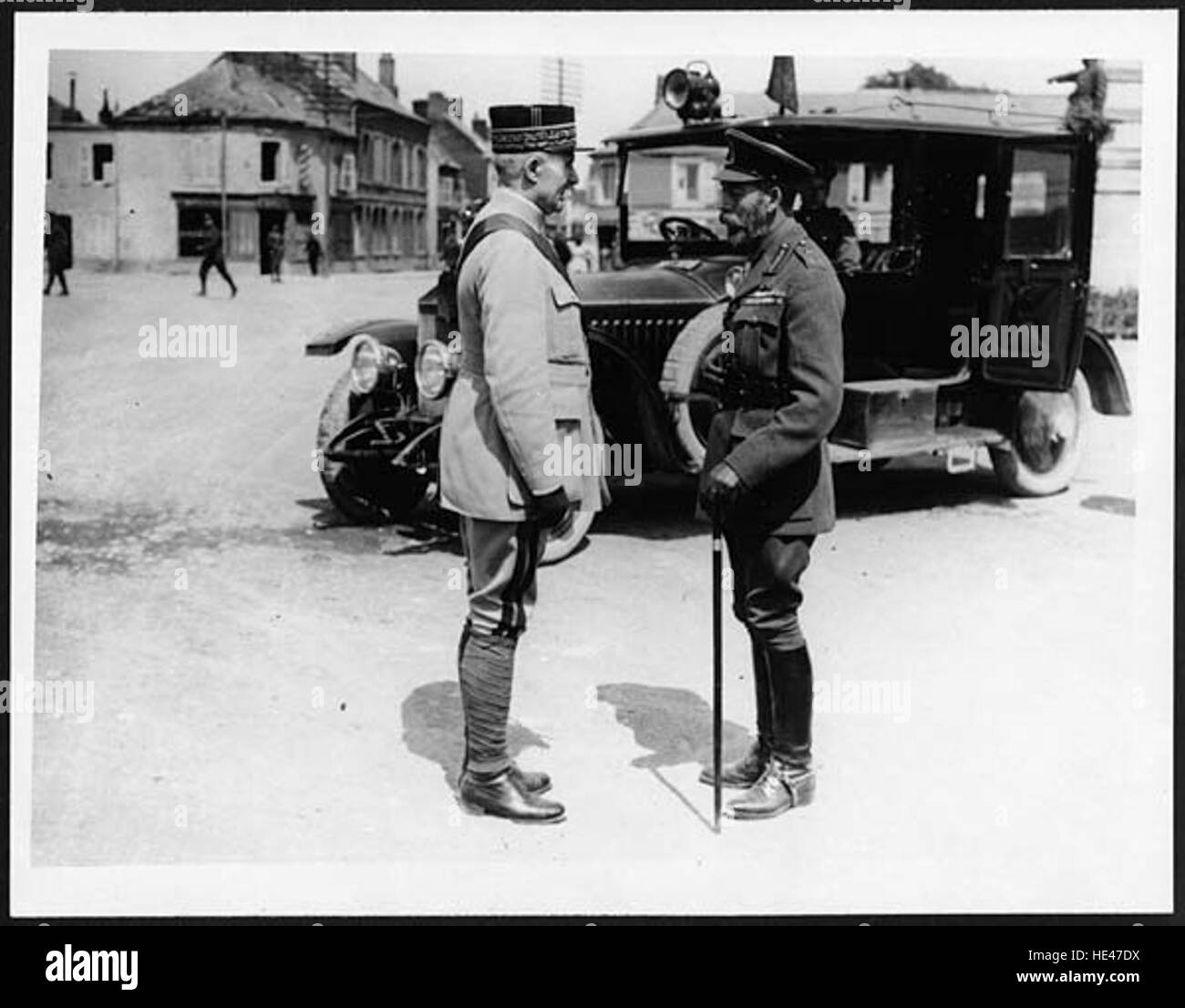 A historic image of HM and General Petain, depicting the leaders during ...