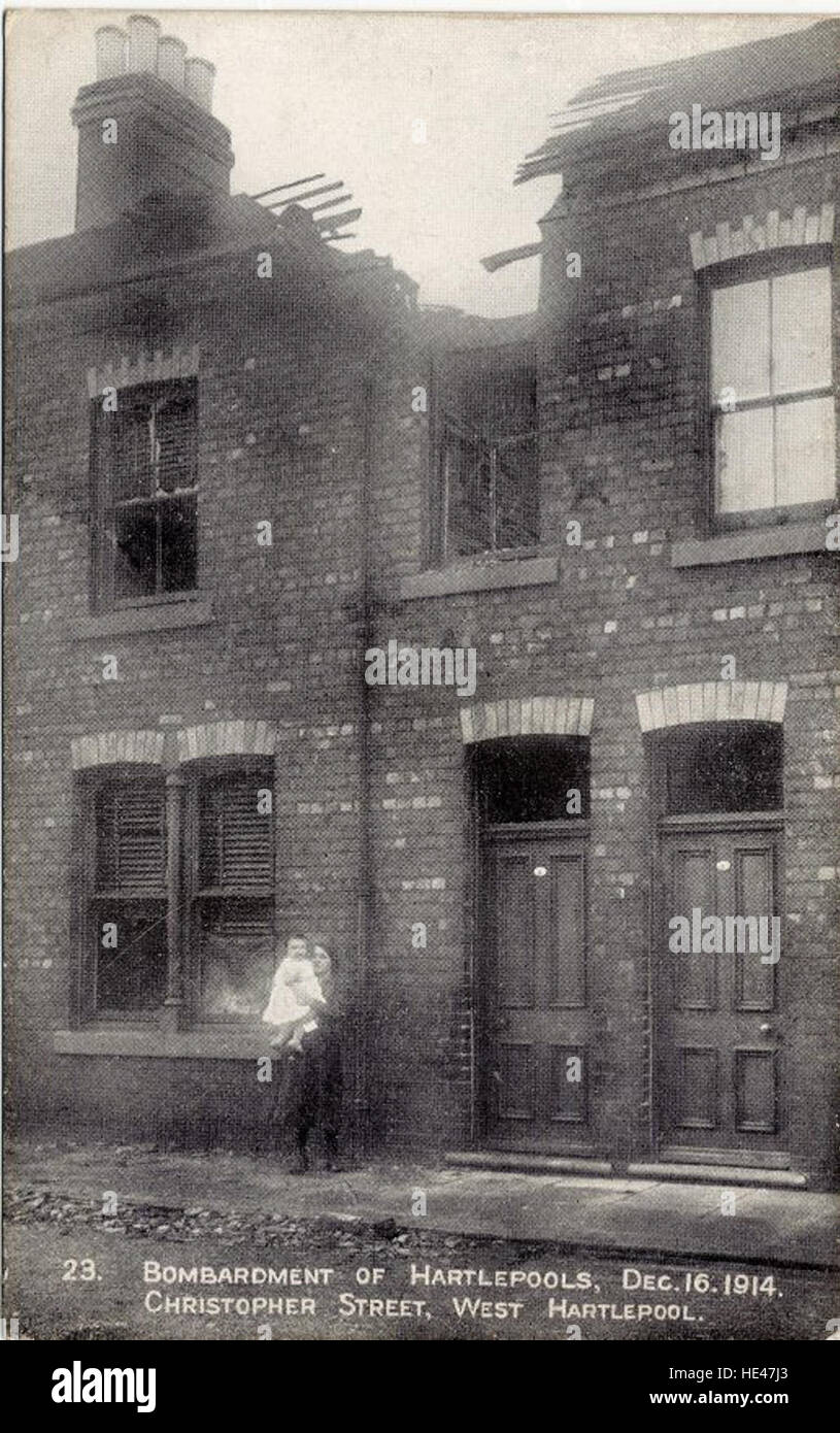 A historic photograph capturing the impact of a World War I bombing on ...