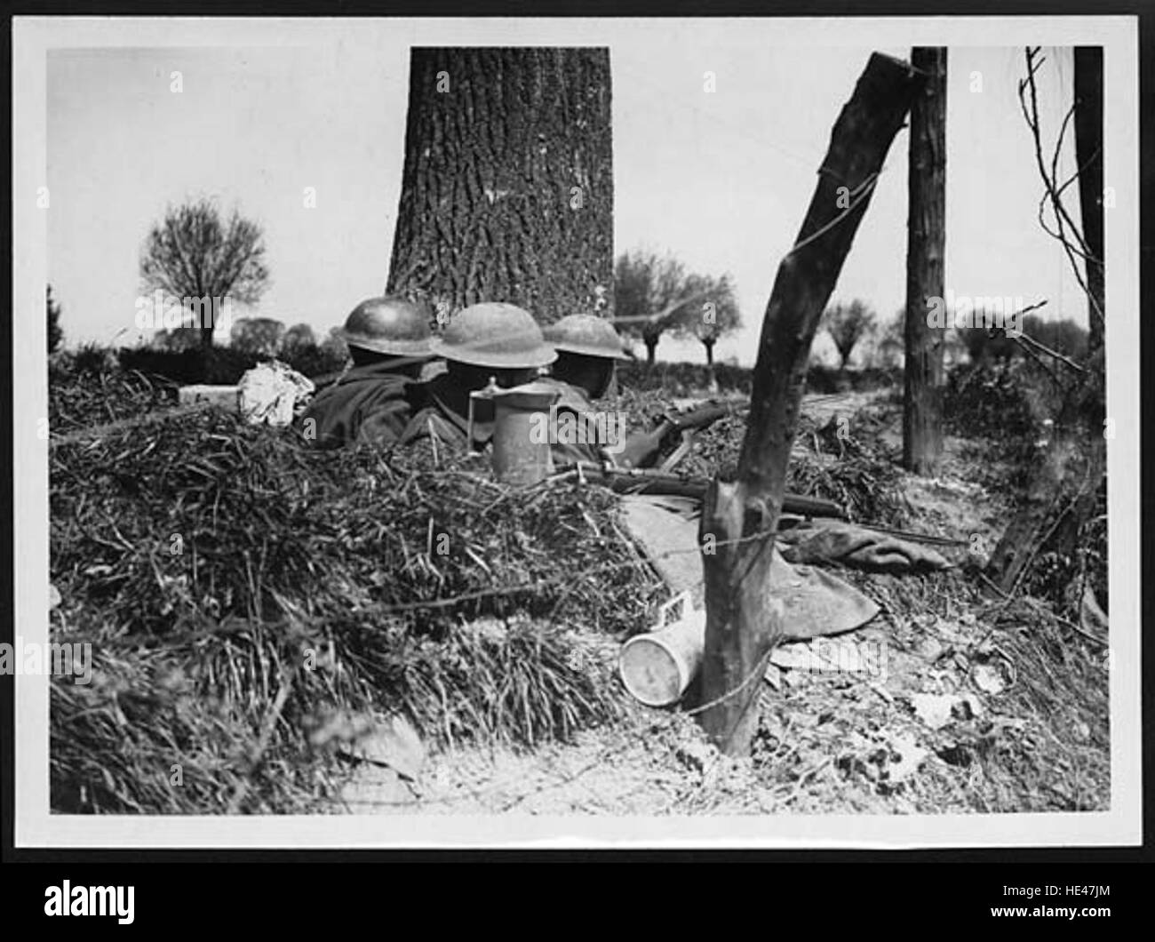 An early 20th-century military photograph depicting an outpost ...