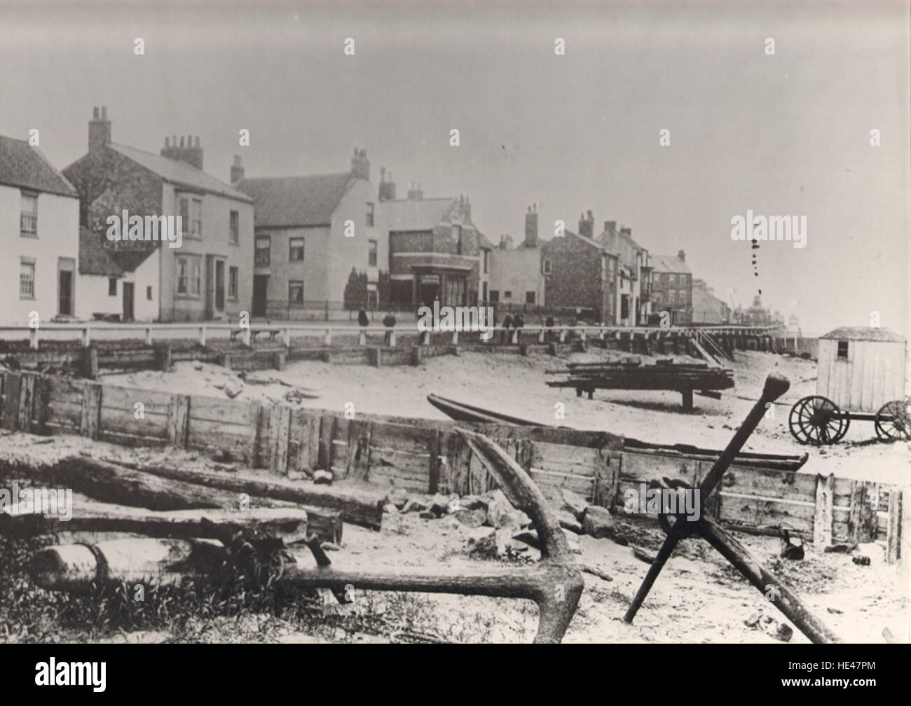 This historic image captures the seaside at County Durham, with the ...