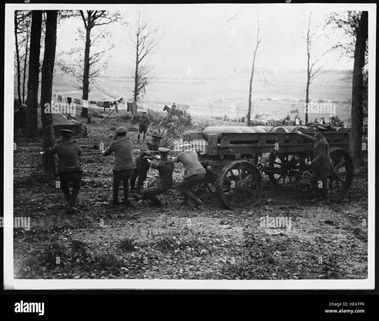 Photograph of large artillery shells, possibly from a historical cannon ...