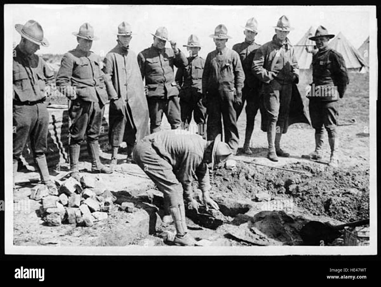 A historical photograph of American engineers on the British front ...