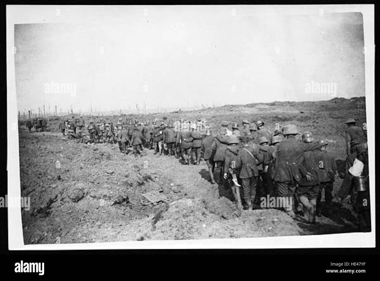 A historical photograph documenting prisoners captured during a ...
