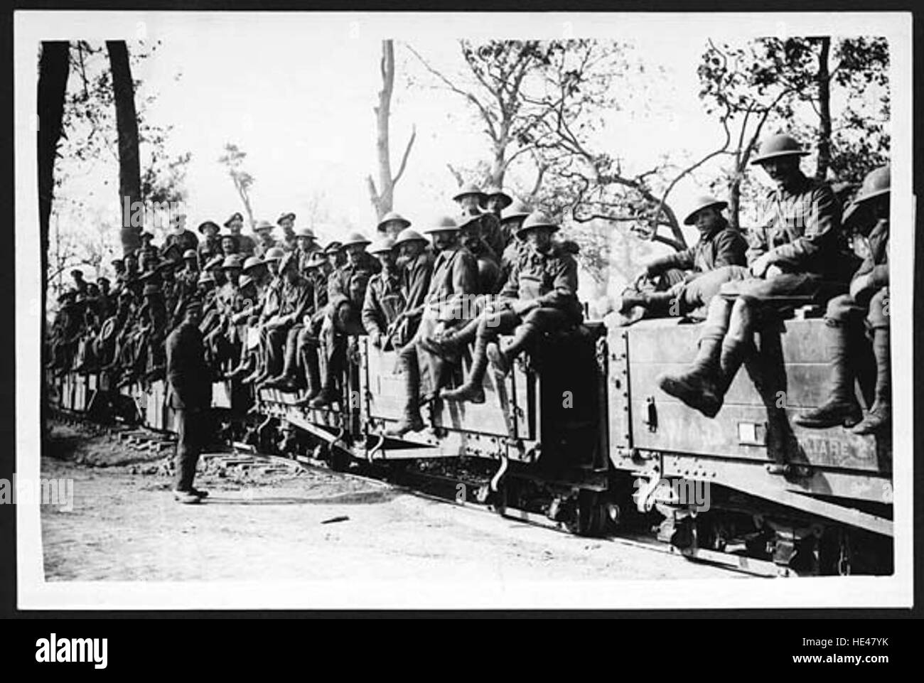 This historical photograph shows Welsh battalions being transported to ...