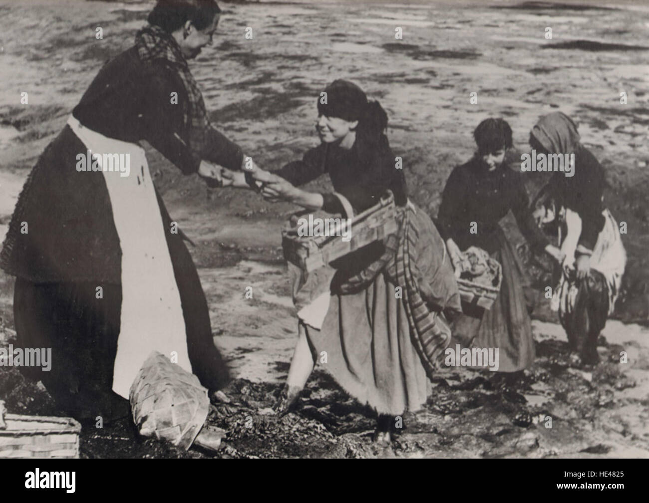 A historical image of fishwives, or 'fish women', from the past ...