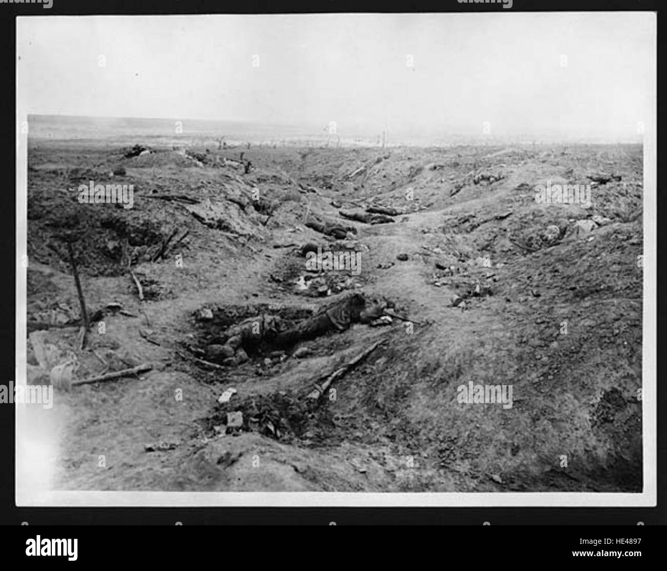 This image shows a scene from one of the German trenches during a ...
