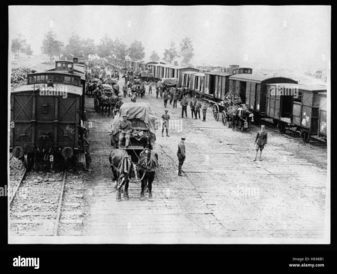 Drawing rations from the railhead Stock Photo - Alamy