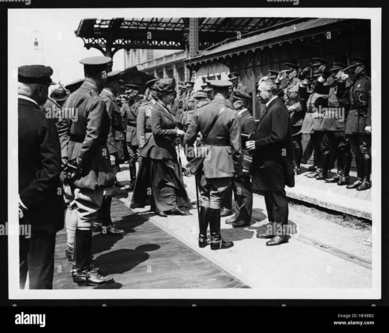 This vintage image shows French officials being introduced to Her ...