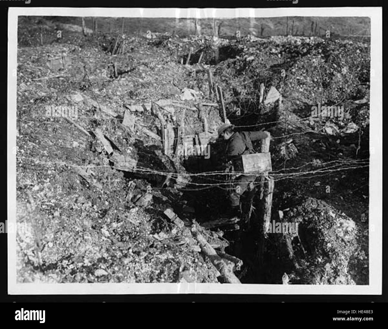 This historic photograph shows the old German front line near Beaumont ...